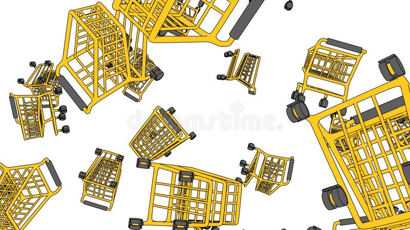 Toon Yellow Shopping Carts on White Background. Stock Footage - Video ...
