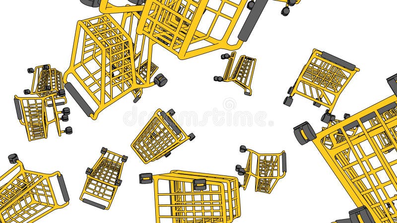 Toon Yellow Shopping Carts on White Background. Stock Video - Video of ...