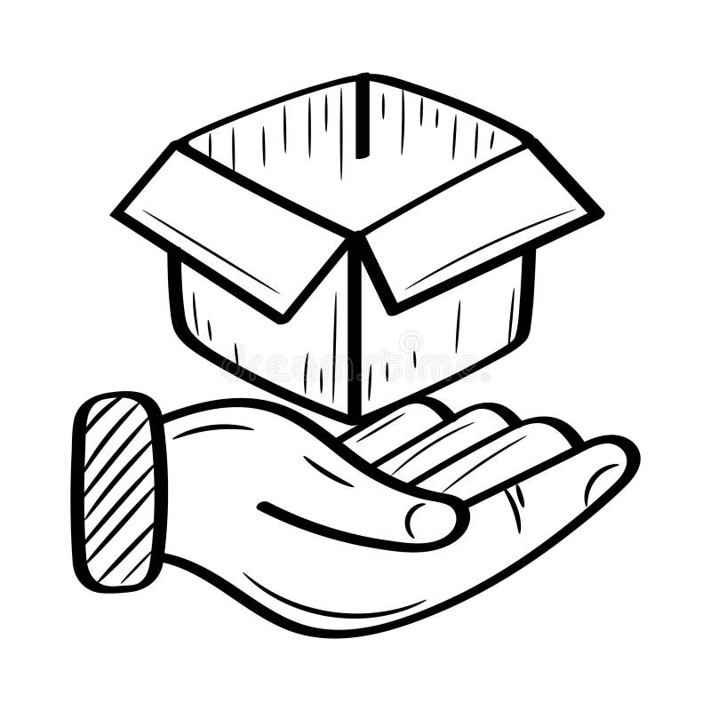 Hands Holding Empty Carton Box Icon Vector Illustration with Simple ...