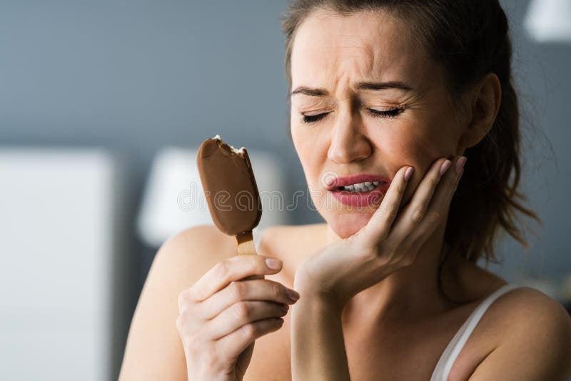 Tooth Ache and Pain from Cold Food Stock Photo - Image of hygiene ...