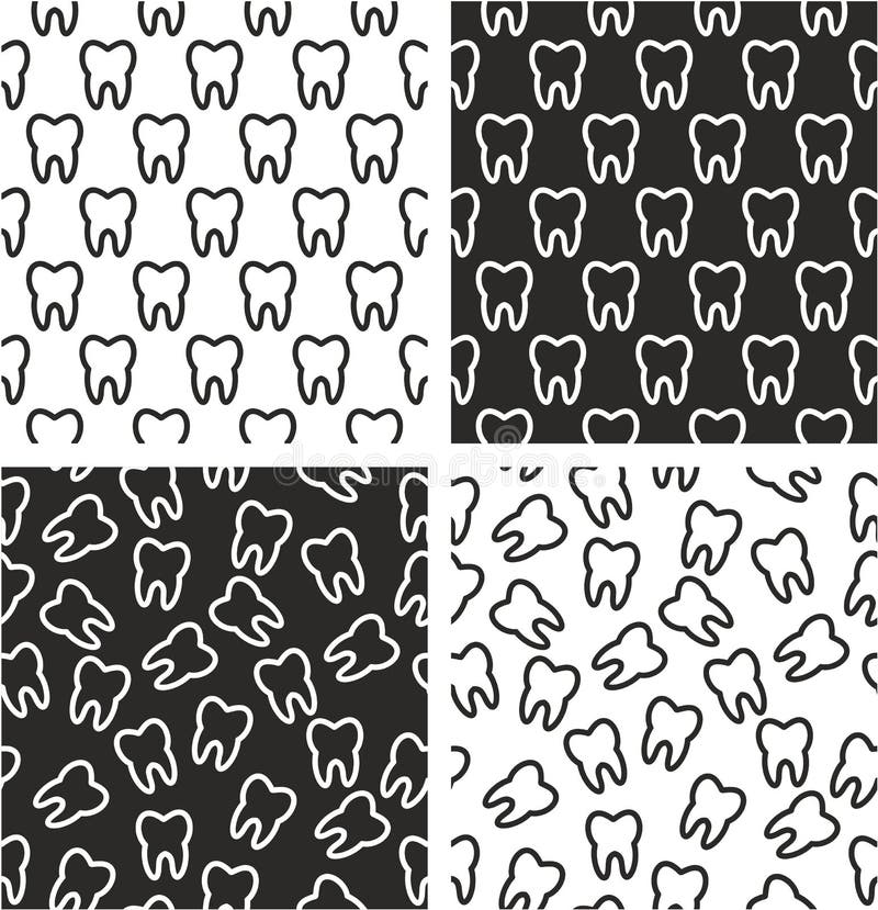 Tooth Aligned & Random Seamless Pattern Set Stock Vector - Illustration ...