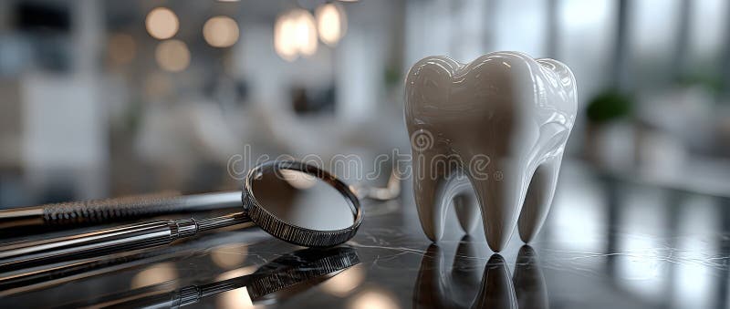 A Tooth Alongside Various Dental Instruments is Placed on a Table Stock ...
