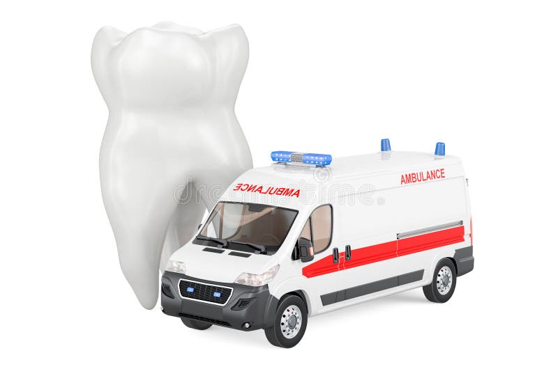 Tooth with Ambulance Van. 3D Rendering Stock Illustration ...