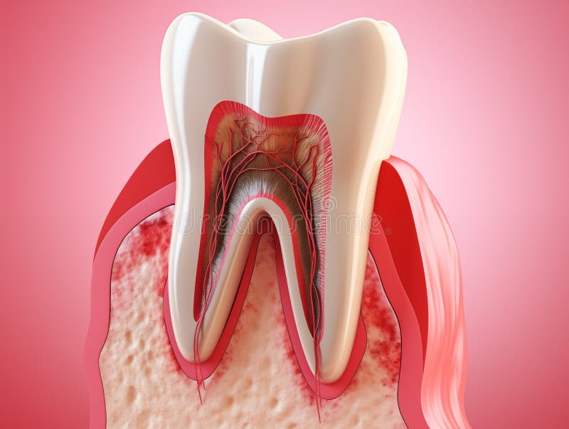 Tooth Anatomy Detailed View Over Pink Background. Generative AI Stock ...