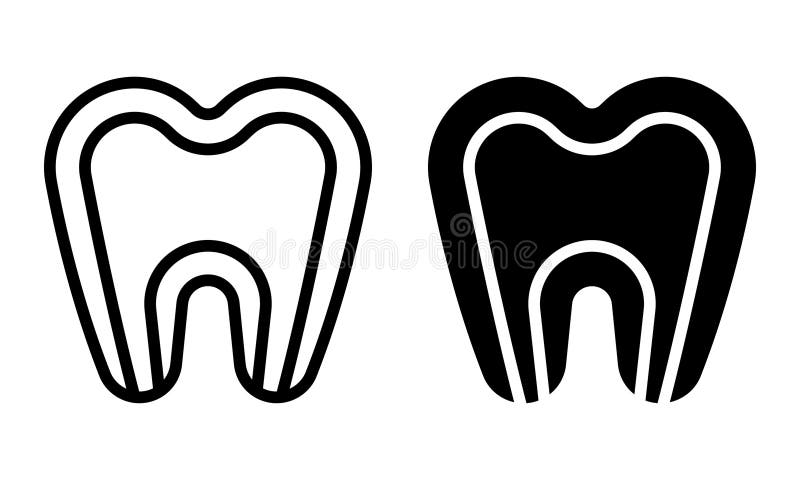 Tooth Anatomy Icon with Outline and Glyph Style. Stock Vector ...