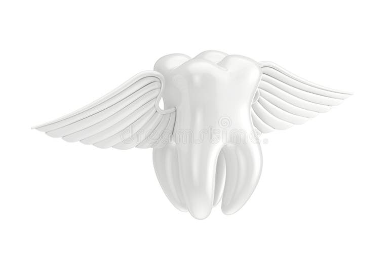 Tooth with Angel Wings. 3d Rendering Stock Image - Image of infographic ...