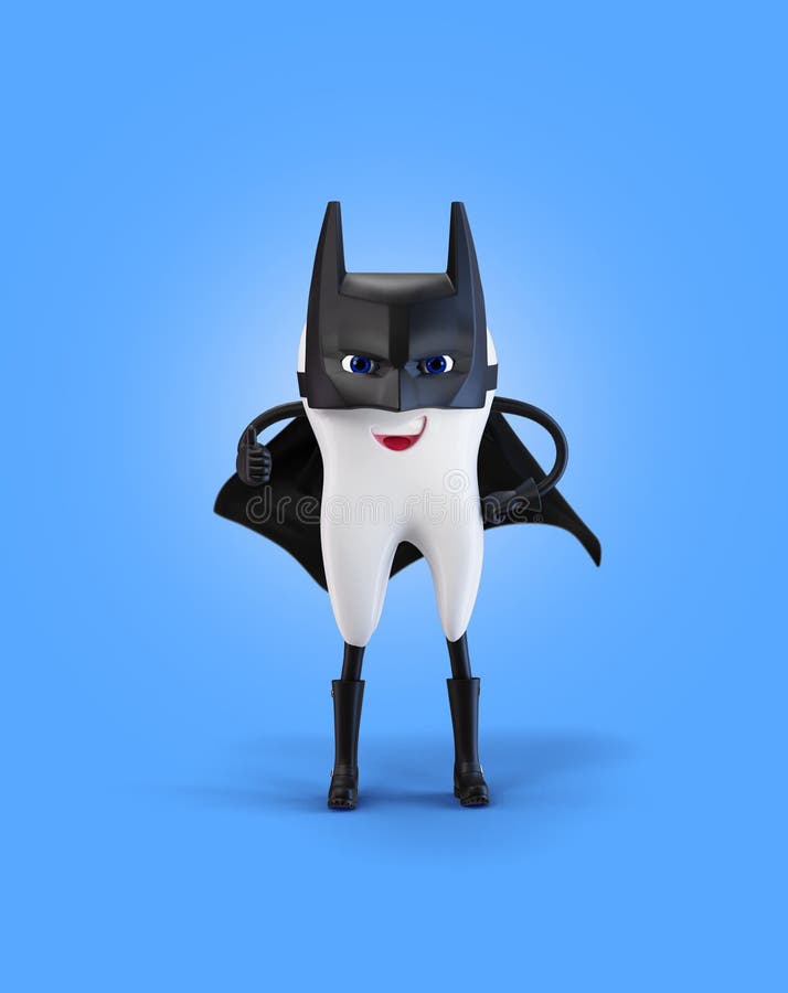 Tooth As Super Hero Batman. Render 3d Illustration Stock Illustration ...