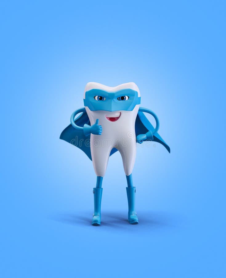 Tooth As Super Hero. Render 3d Illustration Stock Illustration ...