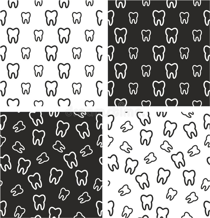 Tooth Big & Small Aligned & Random Seamless Pattern Set Stock Vector ...
