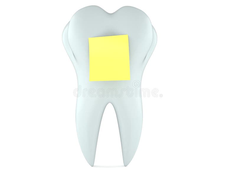 Tooth with Blank Yellow Sticker Stock Illustration - Illustration of ...