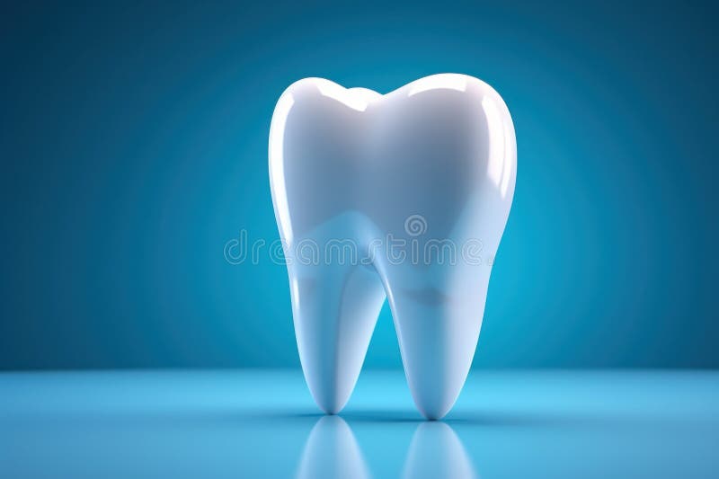 Tooth on Blue Backdrop with Copy Space. Generative AI Stock ...