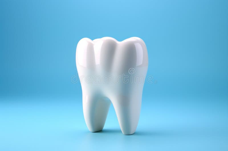 Tooth on Blue Backdrop with Copy Space. Generative AI Stock ...
