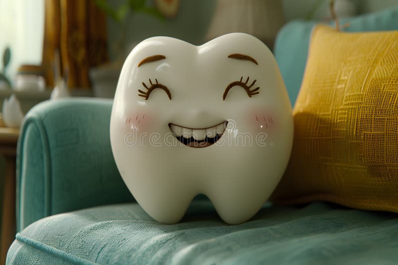 Tooth on Blue Couch. Generative AI Stock Illustration - Illustration of ...