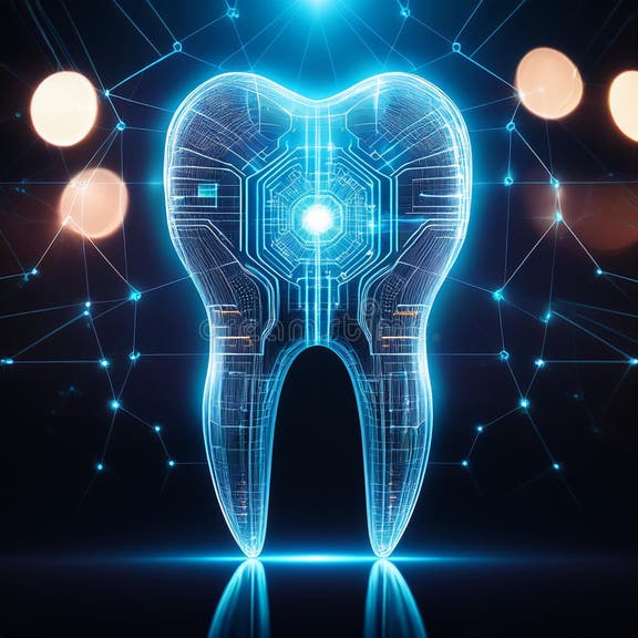 Tooth with Blue Technological Background Stock Illustration ...