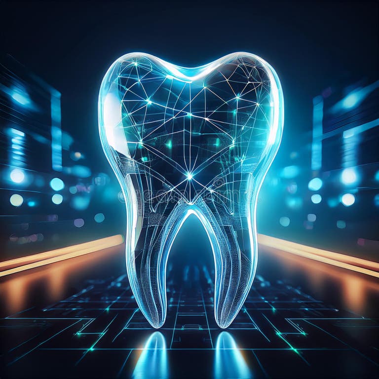 Tooth with Blue Technological Background Stock Illustration ...