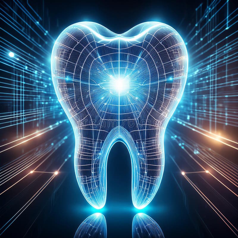 Tooth with Blue Technological Background Stock Illustration ...