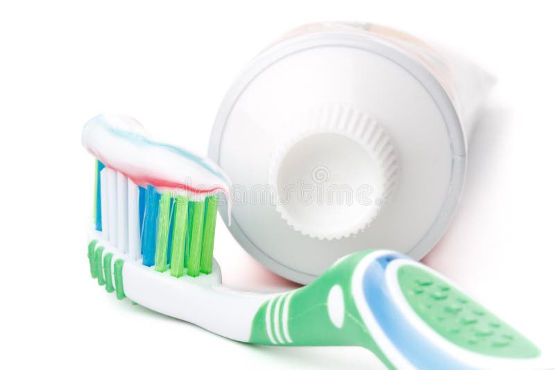 Tooth-brush and Tooth-paste Stock Photo - Image of hygiene, bathroom ...