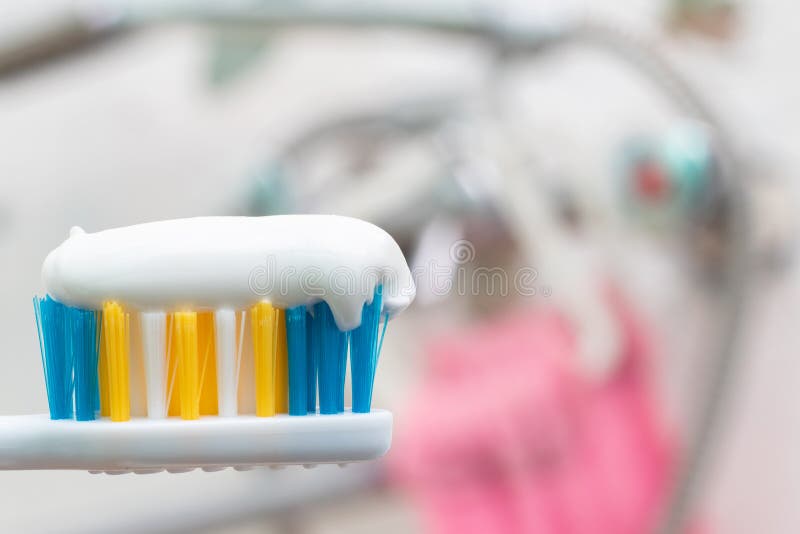 Tooth Brush and White Toothpaste Close Up Stock Image - Image of ...