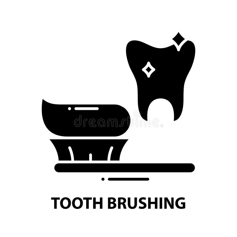 Tooth Brushing Icon, Black Vector Sign with Editable Strokes, Concept ...