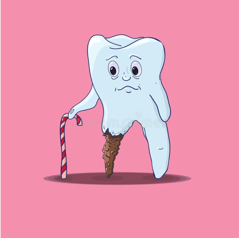 Tooth with a candy cane stock illustration. Illustration of cane - 45156707