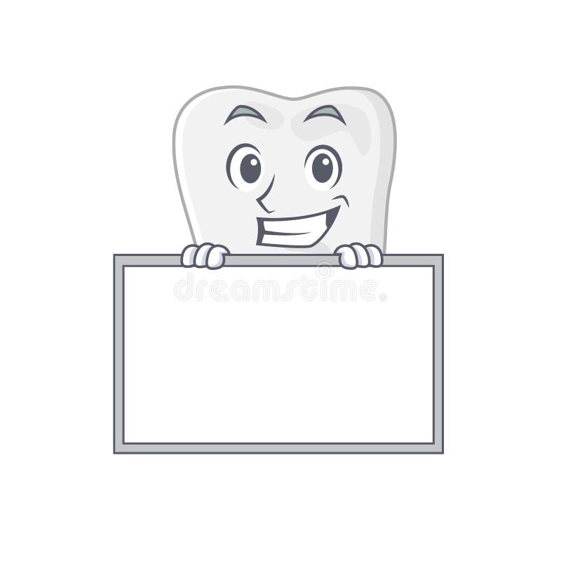 Tooth Cartoon Design Style Standing Behind a Board Stock Vector ...