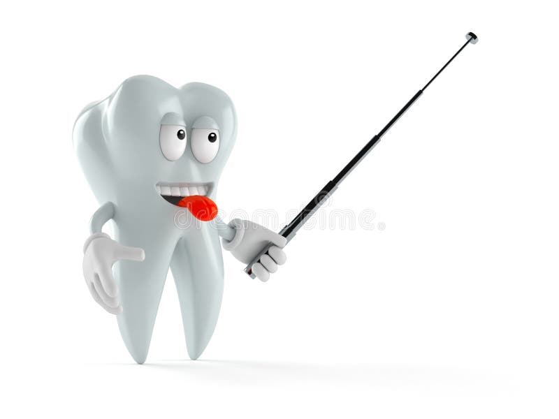 Tooth Character Holding Pointer Stick Stock Illustration - Illustration ...