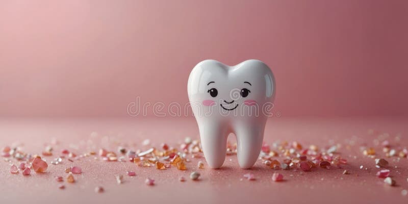 Tooth Character Model Mockup on Pink Background Cute Dental Concept ...
