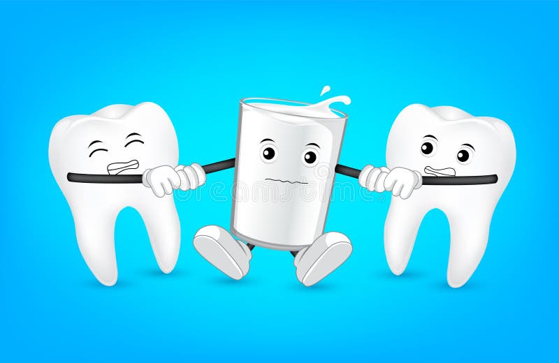 Glass of Milk and Tooth Character, Friends Forever. Stock Vector ...