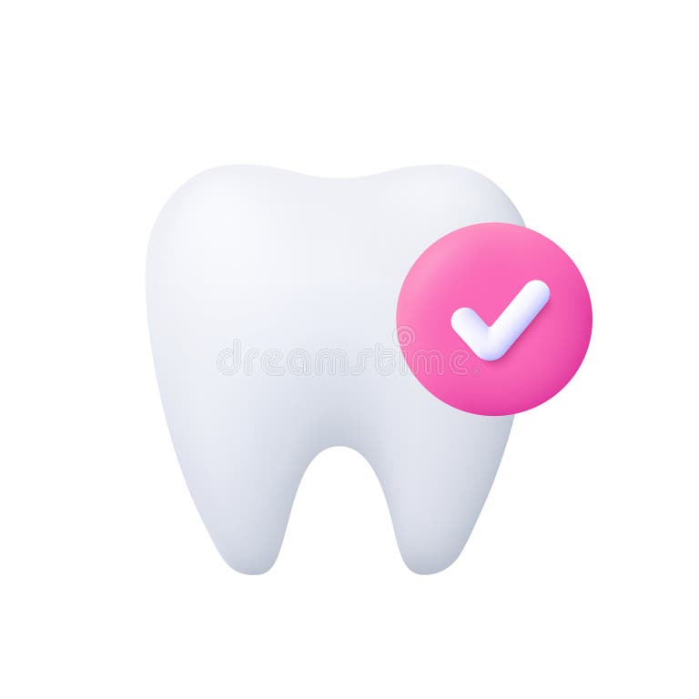Tooth with a Check Mark in Circle. 3d Vector Icon Stock Vector ...