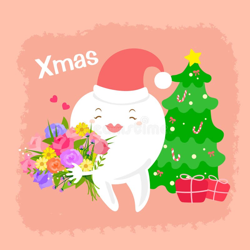 Tooth with christmas stock vector. Illustration of billboard - 100323393