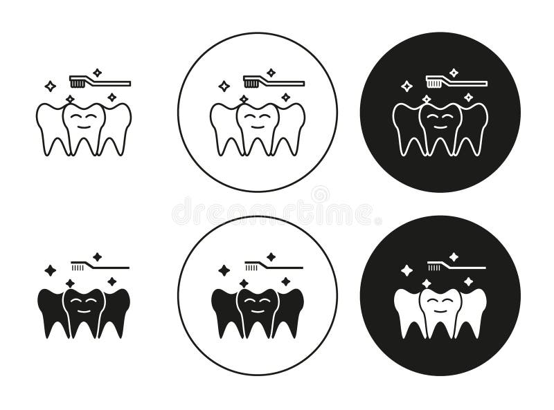 Tooth Cleaning Flat Editable Icon Mark Set. Tooth Cleaning Illustration ...