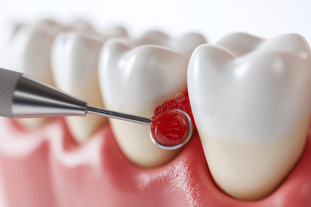 Tooth Cleaning Process with Dental Tool on Gums and Teeth Stock Image ...