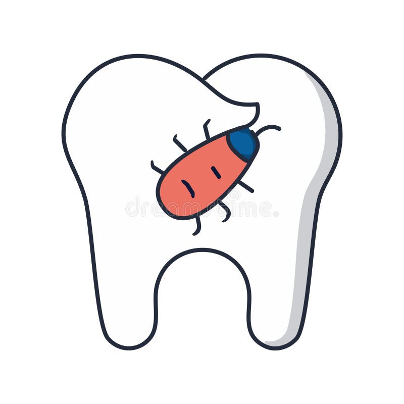 Tooth with Cockroach Icon. Vector Illustration in Line Style Stock ...