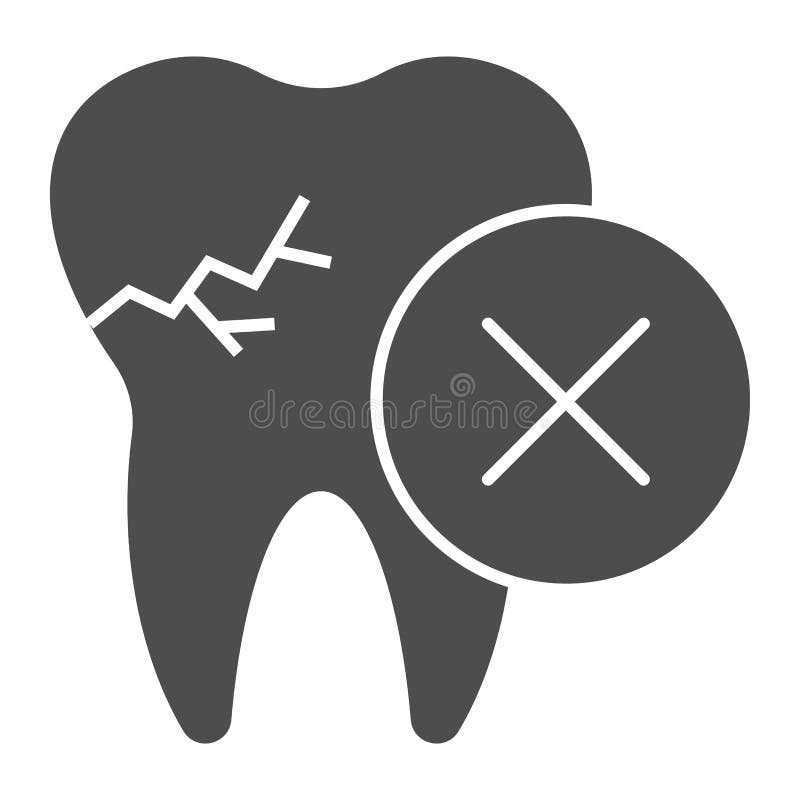 Impacted Caries Problem Line and Solid Icon. Bad Tooth with Cross Patch ...