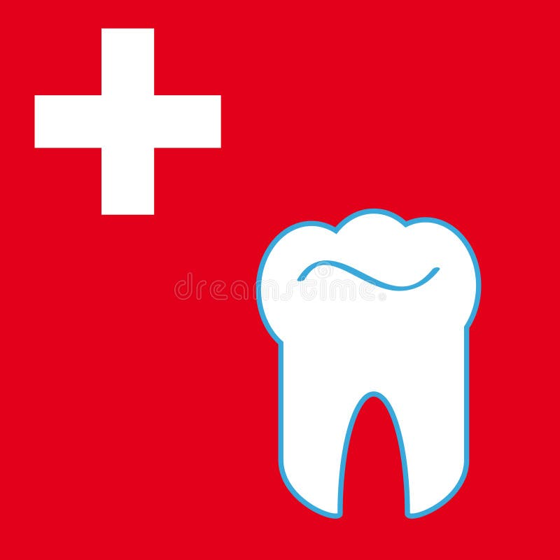 Tooth with Cross on Red Background Stock Vector - Illustration of flat ...