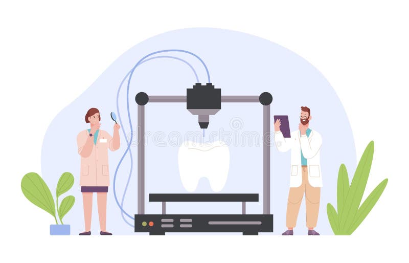 Tooth 3d Printing. Dentistry Scientist Engineer Print Teeth Model ...