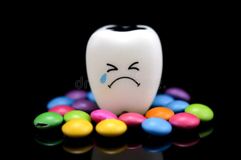Tooth Decay is Crying with Emotions Sugar Coated Stock Image - Image of ...