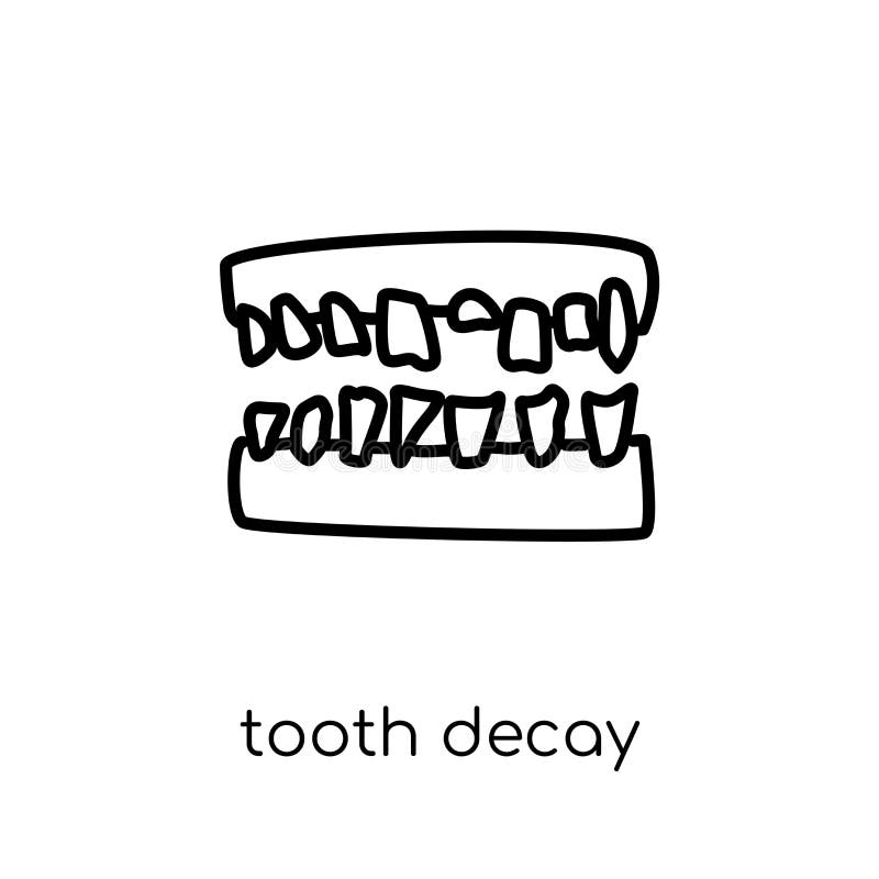 Tooth Decay Icon. Trendy Modern Flat Linear Vector Tooth Decay I Stock ...