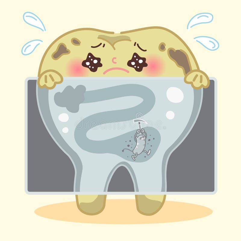 Tooth with decay problems stock vector. Illustration of comic - 111897777