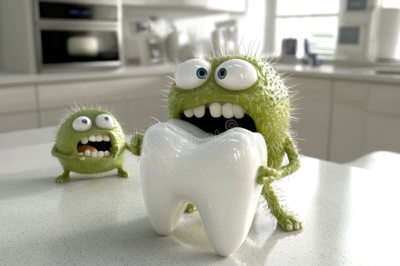 Tooth Defense: Imaginary Monsters Confronting Healthy Tooth, Showcasing ...