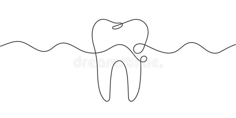 Tooth . Dental Concept. Tooth Roots. One Line Drawing. Vector ...