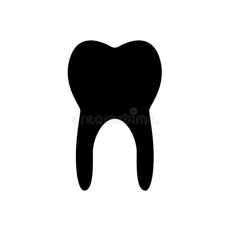 Tooth Dental Symbol Flat Black Line Icon, Vector Illustration Stock ...