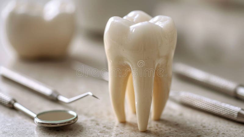 A Tooth with a Dental Tool Next To it on the Table, AI Stock Image ...