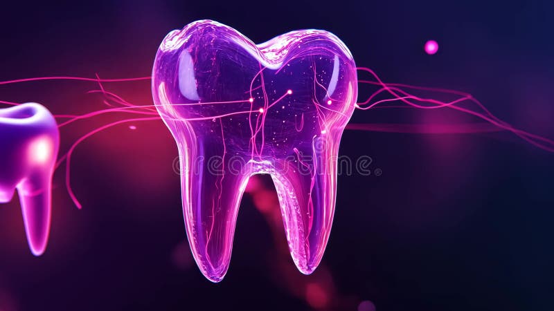 Tooth Detailed Digital AR VR Rendering Shows a Glowing White Teeth ...