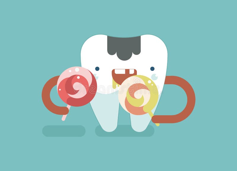 Tooth is Eating Sweets so Decay Tooth Stock Vector - Illustration of ...