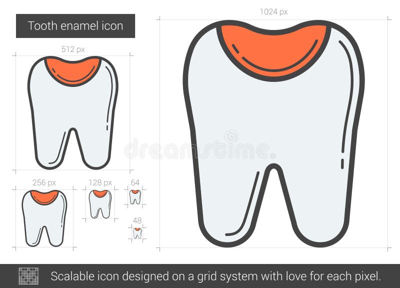 Tooth enamel line icon. stock vector. Illustration of clean - 80697076