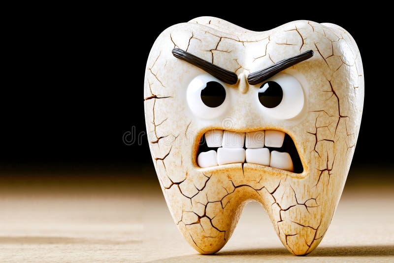 A Close Up of a Tooth with an Angry Face on it Stock Photo - Image of ...