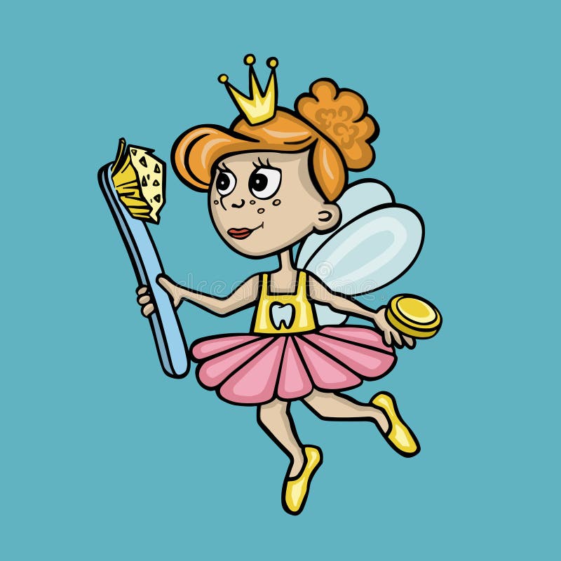 Tooth Fairy with Money Coins, Vector Illustration Stock Vector ...