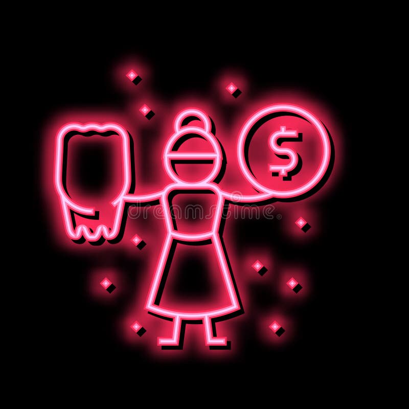 Tooth Fairy Neon Glow Icon Illustration Stock Vector - Illustration of ...