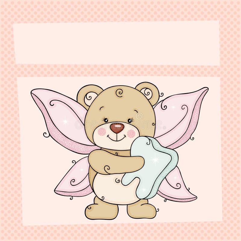 Tooth Fairy Teddy Bear Illustration with Blank Sign Stock Vector ...
